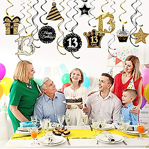 Frienda Birthday Party Hanging Swirls Decorations, Ceiling Decorations Shiny Celebration Hanging Swirls Decorations for Birthday Party Supplies, 30 Count (13th Birthday)