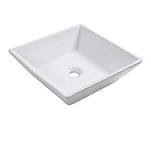 Square Vessel Sink - Sarlai 16'' x 16" Modern Square Above Counter White Porcelain Ceramic Bathroom Vessel Vanity Sink Art Basin