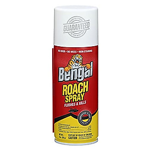 Bengal Roach Spray, Odorless Stain-Free Dry Spray, 3-Count, 9 Oz. Aerosol Cans