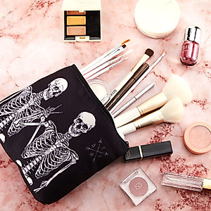 Amylove 6 Pcs Halloween Makeup Bag Goth Bag Gift for Women This Bag Contains My Face Cosmetic Makeup Zipper Pouch Funny Travel Zipper Gothic Purse Bat Mushroom Goth Spooky Gifts for Women Period