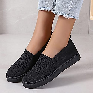 Leewos Women Work Tennis Shoes Fashion Sneakers Lightweight Soft Cushion Safety Shoes Summer Dressy Sneakers Running Shoes Black