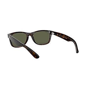 Ray-Ban RB2132 New Wayfarer Square Sunglasses, Tortoise/Polarized Green, 58 mm