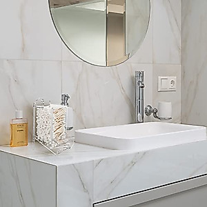 Beautyflier Qtip Dispenser Cotton Swab Holder, Large Acrylic Q Tip Dispenser Storage Organizer Modern Containers Countertop Decor for Bathroom Restroom (Clear, Cotton Swab Dispenser Only)