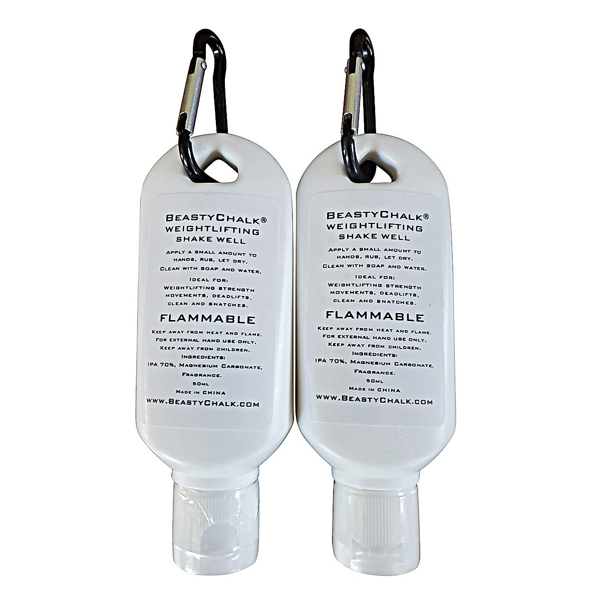 Beasty Chalk - Liquid Chalk for Weightlifting, CrossFit, Gymnastics, Rock Climbing, SPORTS. Two 50 ml Squeeze Bottles. All Natural or IPA Based. (50 ml pair, GORILLA - WEIGHTLIFTING)