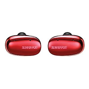 Shure AONIC Free True Wireless Earbuds, Sound Isolating Wireless Bluetooth Earphones, 21-Hr Battery Life, Studio-Quality Sound, Clear Call, Durable Quality, Lightweight, Fingertip Control - Red