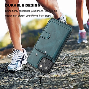 Bocasal Wallet Case for iPhone 14 Compatible with MagSafe Magnetic RFID Blocking Detachable Premium PU Leather Flip Case with Card Slots Holder Kickstand Wireless Charging 6.1 Inch (Blue)