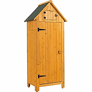 Garden Storage Shed Kit,Multifunction Garden Tool Storage Cabinet - Lockable Wooden Storage Sheds Organizer Perfect to Store Patio Furniture, Garden Tools Bike Accessories Lawn Mower