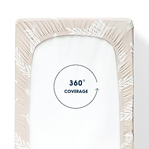 GRSSDER Stretch Ultra Soft Jersey Knit Changing Pad Cover Set 2 Pack, Change Table Pad Covers Fit 32"/34" x 16" Pads Safe and Snug, Stylish Pretty Flora for Baby, Beige