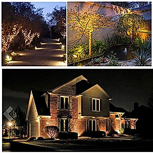 Lysed 10W Low Voltage LED Landscape Lights, Bowfishing Lights Warm White 12V Spotlights for Garden Pathway, Yard, Lawn, Wall, Trees Lighting, Outdoor Spotlight with Spike Stand(10 Pack)