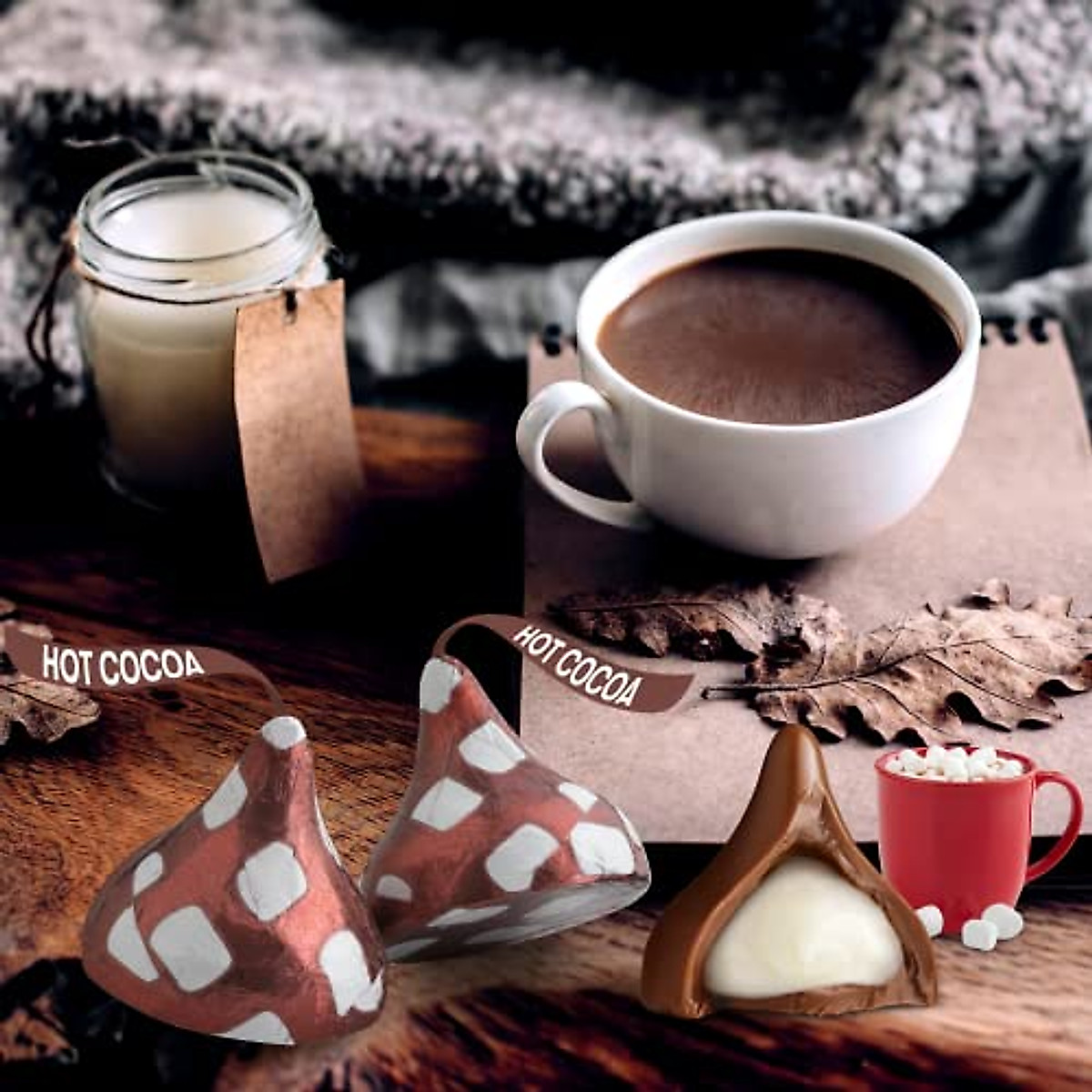 Hershey's Kisses Bulk Candy, Milk Chocolate With Marshmallow Flavored Creme Candy, Hot Cocoa Candy, Bulk Bag, Romantic Gift, Individually Wrapped In Brown And White Foil (Hot Cocoa, 2 Pound)