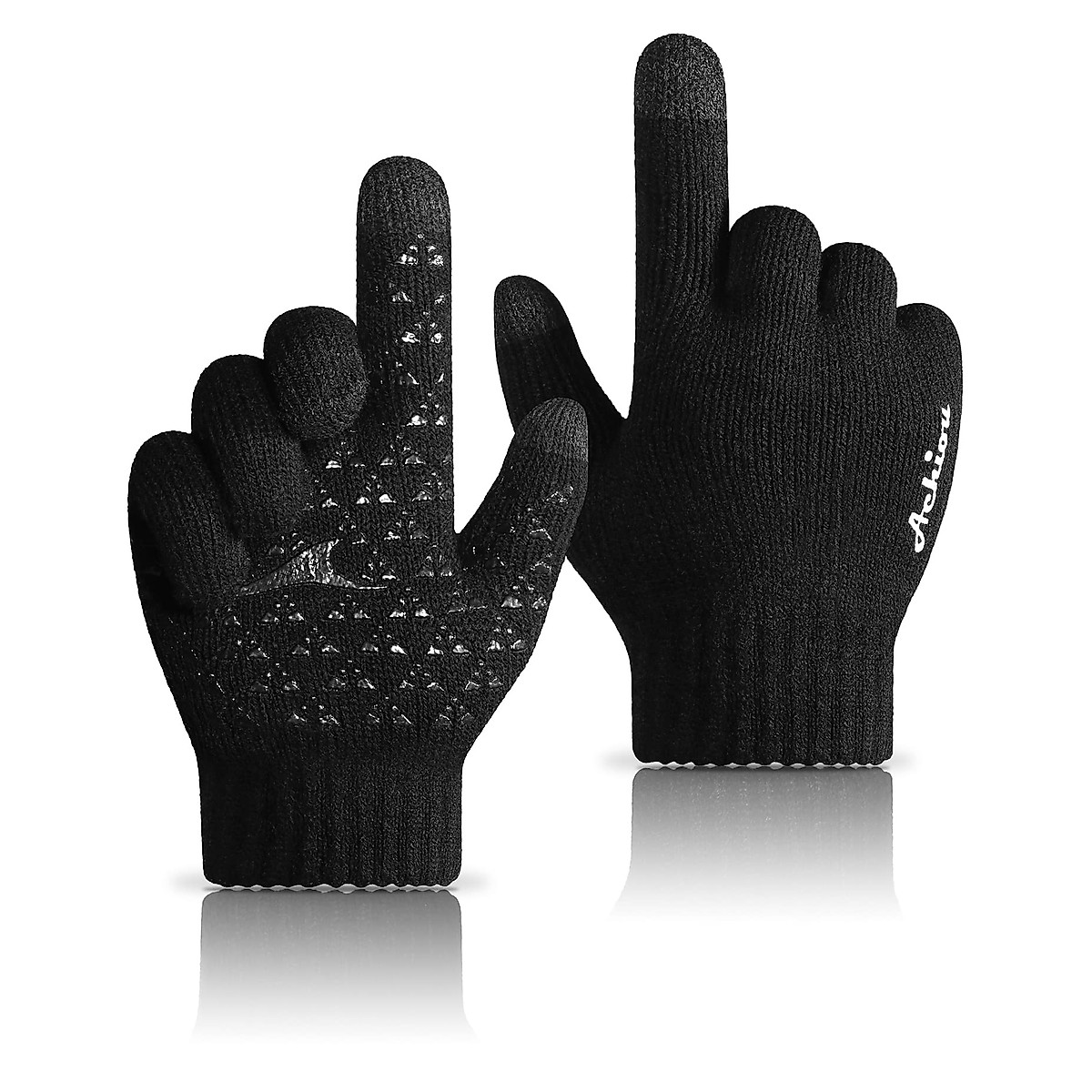 Achiou Winter Gloves for Men Women, Upgraded Thicken Touch Screen, Anti-Slip Silicone Gel, Thermal Soft Knit Lining