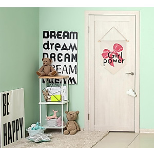 MEHOTOP Girl Power-Canvas Hanging Pennant Flag Banner Wall Sign Decor Gift for Nursery Baby Kids Girl Teen Bedroom Playroom Front Door Bowknot Play Room Wall Banners Birthday Christmas Gifts|Pink, Bow