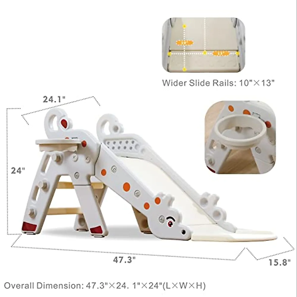 MERIT Play 3 in 1 Toddler Slide Exciting Slide for Energetic Toddlers Age 1-3 Safe and Fun Slip and Slide Indoor Toddler Playground Adorable Giraffe Design Loved by Boys and Girls (Gray)