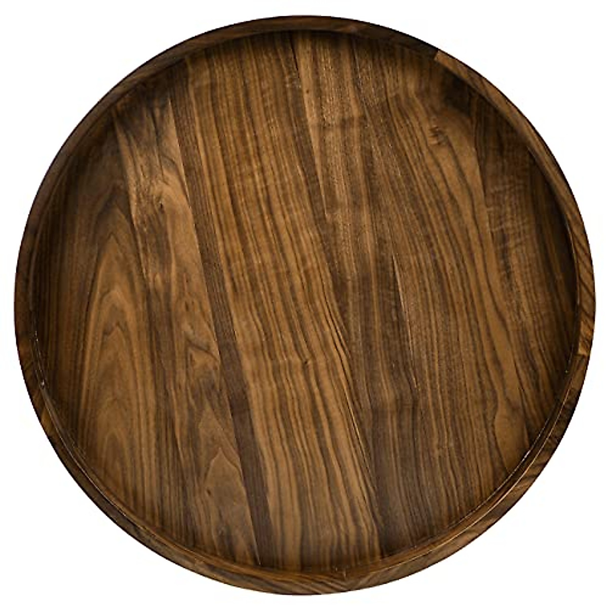 24" x 24" Round Solid Black Walnut Wood Serving Tray Extra Large Ottoman Table Tray Circle Tray with Handle Platter Decorative Tray for Oversized Ottoman