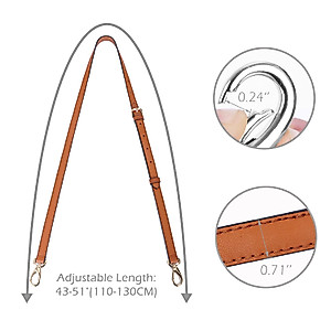 VanEnjoy Genuine Leather Adjustable Purse Strap Replacement for Crossbody Handbag - 0.71" Wide,51" Long (Khaki)