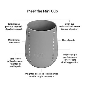 ez pz Mini Cup (Gray) - 100% Silicone Cup for Toddlers - Designed by a Pediatric Feeding Specialist - 12 Months+