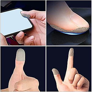 Healifty 20 Pieces Gaming Finger Sleeves Anti- Sweat Disposable Seamless Touchscreen Finger Covers Stickers Carbon Fiber Controllers Finger Thumb for Mobile Phone Game
