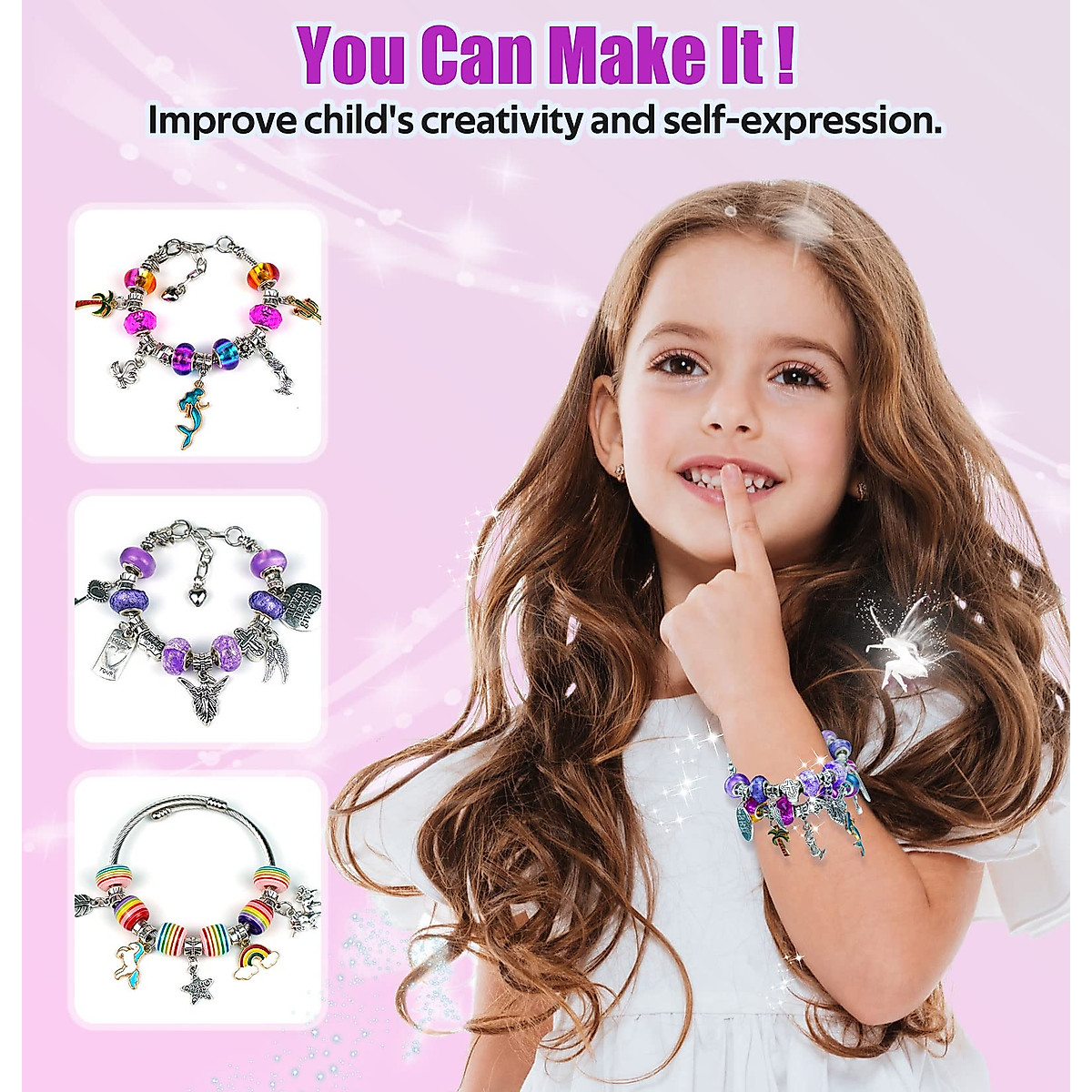 Charm Bracelet Making Kit, Gionlion 150 Pcs Jewelry Making Supplies Including European Beads Charm Pendants Snake Chains, Unicorn Gifts Set for Teen Girls Arts and Crafts for Kids Ages 5 6 7 8 9 10-12