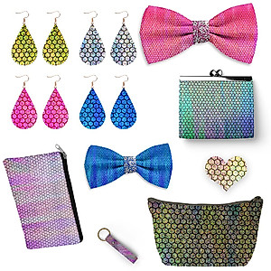 HYANG Holographic Grey Geometric Hexagon PU Faux Leather Sheets 1 Roll 12"X53"(30cmX135cm), Faux Leather Very Suitable for Crafts Making Leather Earrings, Bows, Handbag ，Sewing