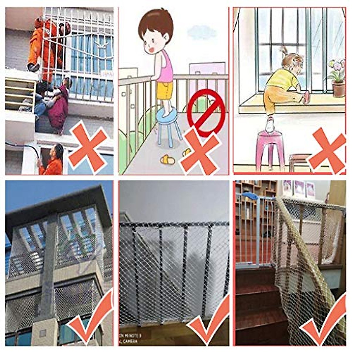 MAGFYLY Banister Guard net Child Safety nets, Rope Thickness 6mm, 5cm mesh, Playground Play net Children's Stairs Anti-Fall net Isolation net Garden Plant Fence Cargo Network (Size : 33M)