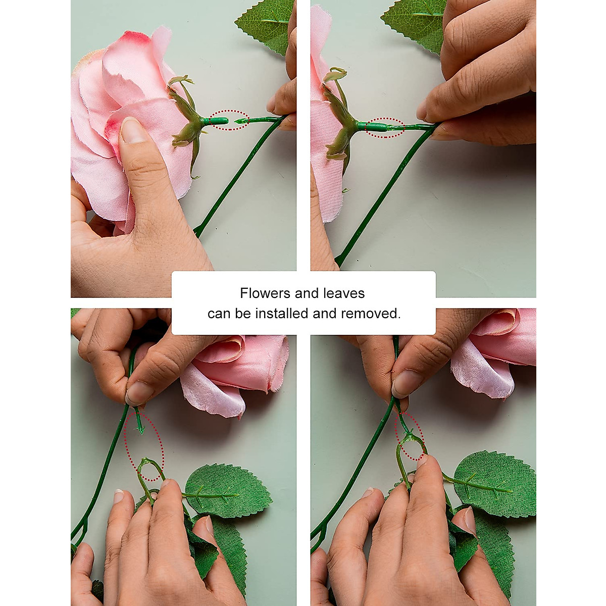 FENGRUIL Artificial Flower Vines,4 Pcs Fake Flowers Garlands Hanging Large Rose Vine Ivy Silk Hanging Flower for Home Garden Outdoor Ceremony Wedding Arch Floral Decor (Pink)