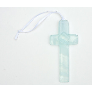 On Your Baptism Beautiful Baby Handmade Aqua Glass Cross - Treasured Baptism Gift for Baby Girl or Boy