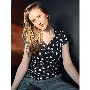 Zeagoo Womens Tight Sexy Short Sleeve Top Deep V T-Shirt Summer Loose Casual Blouse