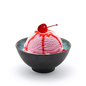 Happy Sales HSRSB-BLUGRY4, Japanese Style Ceramic Rice Bowls, Soup, Cereal, Dessert Bowls 4 pc, Grey Blue