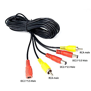 Universal 12V 24V Car Cigarette Lighter 7m Video Wire Cable + 3m RCA Video Power Cable Adapter Plug with Switch Power Cord for Rearview Camera Connect Car Monitor Power Wire Adapter Plug Easy Install