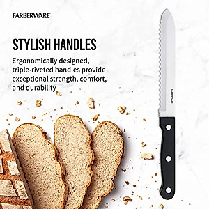 Farberware 14-Piece Triple-Rivet Knife Block Set with Built-In EdgeKeeper Knife Sharpener