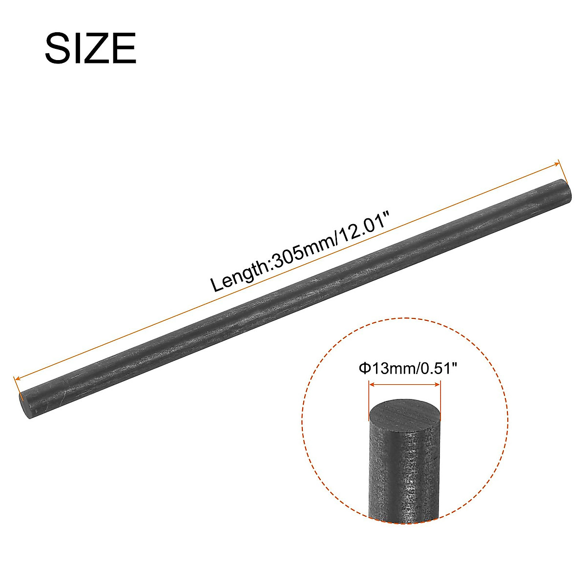 MECCANIXITY Graphite Rod, Graphite Stirring Rod Cylinder Stick Carbon Rod 305x13mm Black for Electrode, Melting Casting, Crucibles, Pack of 3