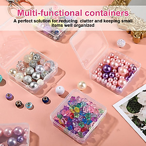 SATINIOR 300 Packs Clear Small Plastic Containers 2.12 x 2.12 x 0.8 Inches Transparent Storage Box with Hinged Lid in Bulk for Jewelry Hardware Crafts Small Items