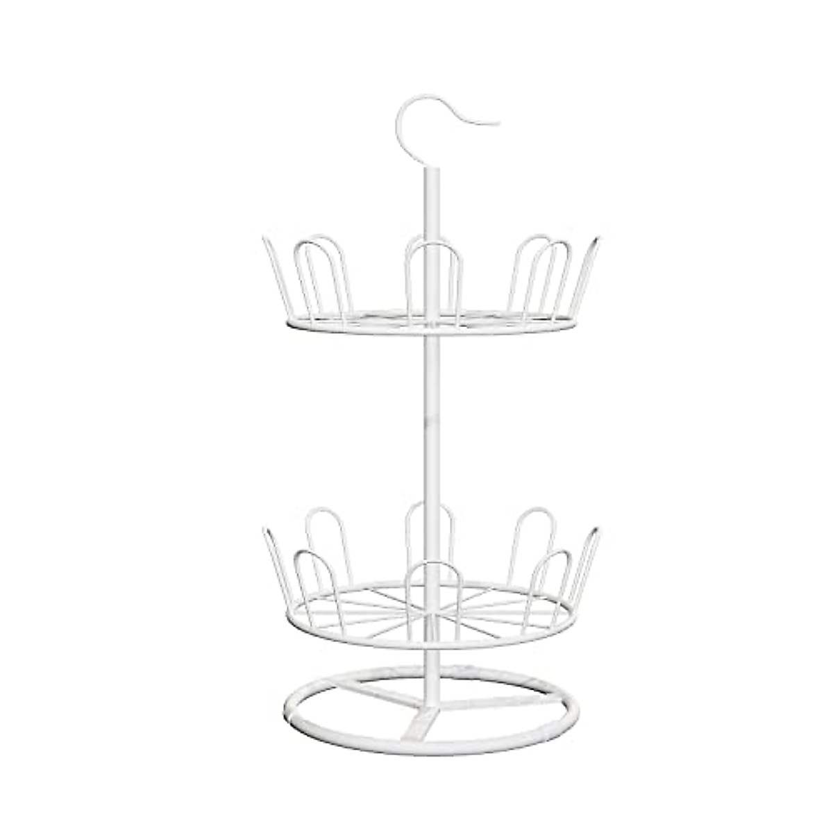OLDRAINBOW Revolving Shoe Rack Iron Shoe Tree Rack,Standing Circular Shoe Rack Rotating Shoe Rack,Spinning Round Shoe Organizer Rack (White, 2-Layer)
