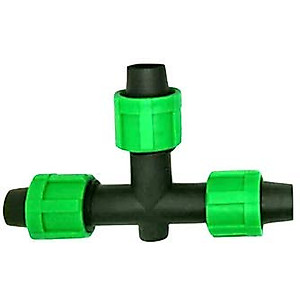 (50-PACK) Drip Irrigation Tubing Tee - 1/2" 3-Way Universal Perma Connector Barbed Locking Fitting - Fits All Brands 16-17mm Drip Tape & Tubing (50, Tee)