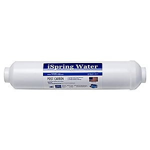 iSpring FT15US Premium Inline Activated Post Carbon Replacement Water Filter Cartridge with Quick Connect for Under Sink Reverse Osmosis RO System, Made in USA, 1 Count (Pack of 1)