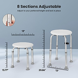 Careboda Adjustable Bath Chair for Inside Shower, Shower Stool with Upgraded Stainless Steel, Tool-Free Assembly, 8 Adjustable Heights for Seniors, Elderly, Pregnant, Handicap & Disabled Gray
