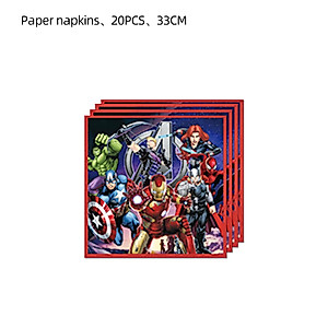 SUTRADHAR 41pcs Superhero Party Supplies,1Tablecover, 20Napkins,20Plates, Superhero Birthday Party Decorations,41Pcs/Set
