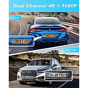 UPGROW 4K Dual Dash Cam Front and Rear Dashcam with SD Card Included, WiFi and GPS, Dash Camera for Cars with 3 Inches IPS Screen,Recorder with Super Night Vision, 24-Hour Parking Monitor