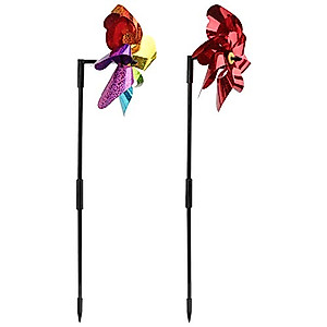 Cabilock 2pcs Bird Blinder Repellent Pinwheels Reflective Pinwheels Extra Sparkly Pin Wheels for Outdoor Garden Yard Decoration