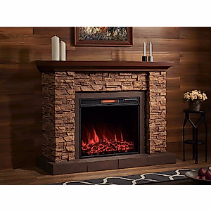 Comfort Smart Stackstone Electric Fireplace Mantel Package - Brown Stone, ASSM-021-2856