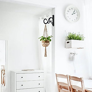 DUOUPA Upgraded Hanging Plant Bracket Outdoor Indoor Decorative Iron Wall Hooks for Hanging Plant, Bird Feeder, Flower Basket, Lanterns, Wind Chimes, Ornaments, Black (1 Pack)