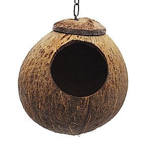 UEETEK Nest for Parakeets Coconut Bird House Bird Nest Coconut Shell Nest Bamboo Small Pet Long Tail