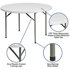 Flash Furniture 48'' Round Granite White Plastic Folding Table [RB-48R-GG] Pack of 3