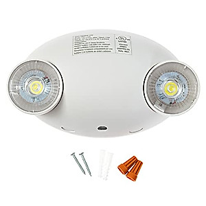 Ciata Lighting Round Head Emergency Wall Light with Battery Back-up, 120-277V, Two Head Adjustable Emergency Lighting Commercial, for Home in White Finish