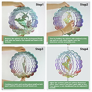 YNGFIL Turtle 3D Wind Spinner Kinetic Metal Art Hanging Wind Spinner Outdoor Decoration Ocean Ornaments Decor for Yard and Garden