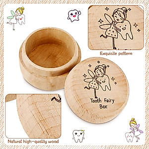 Tooth Fairy Box for Boys and Girls Wooden Baby Teeth Fairy Holder for Kids Tooth Storage and Saver Box Toothfairy Keepsake Organizer with Bottle and Tweezers for Lost Teeth Baby Shower Birthday Gift