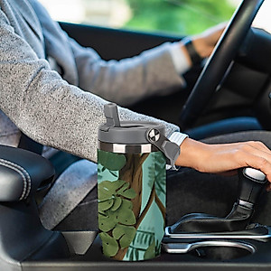 30oz Stainless Steel Insulated Tumbler with Flip Lid & Straw, Leakproof Travel Mug for Car, Hug Tree Sloth Double Wall Vacuum Thermal Coffee Cup with Handle, Spill-Proof Design for Hot/Cold Drinks