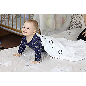 Baby Monthly Milestone Blanket for Boy Girl Gender Neutral Gift for Baby Shower-Circle Ring Play Mat Large- Double Sided Pom Pom Ball Thick Flannel Round Rug for Boy Girl, BabyPhotography Props