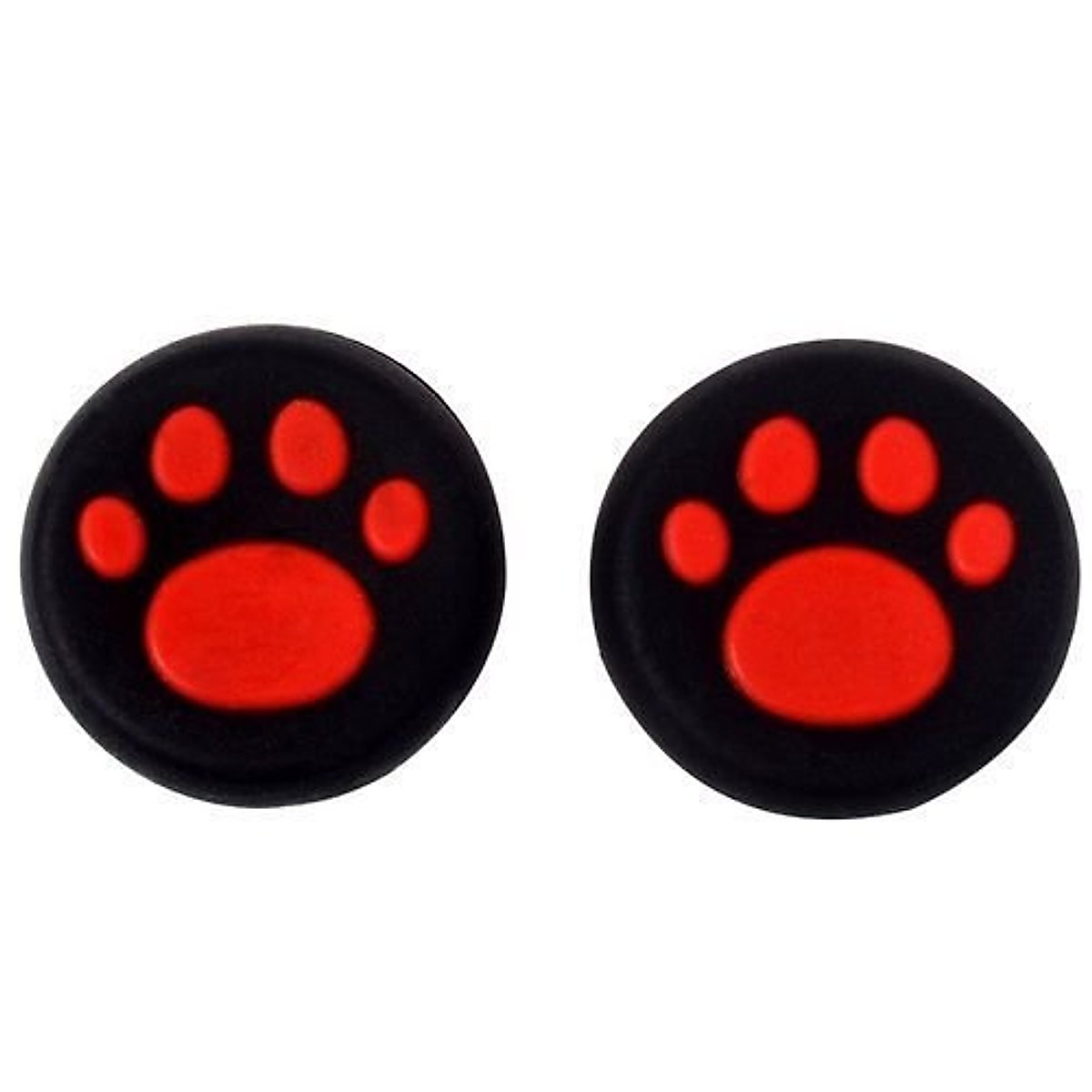 Ambertown Analog Silicone Thumb Stick Grips Cap Joystick ThumbSticks Caps Cover for PS4 PS3 Xbox One Xbox 360 PS2 Game Controllers (2 x Red Cat Dog Paw)