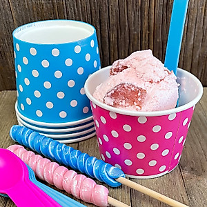 Outside the Box Papers Gender Reveal Ice Cream Party Kit - 12 Ounce Pink and Blue Dessert Treat Cups - Heavyweight Plastic Spoons - 24 each Cups and Spoons